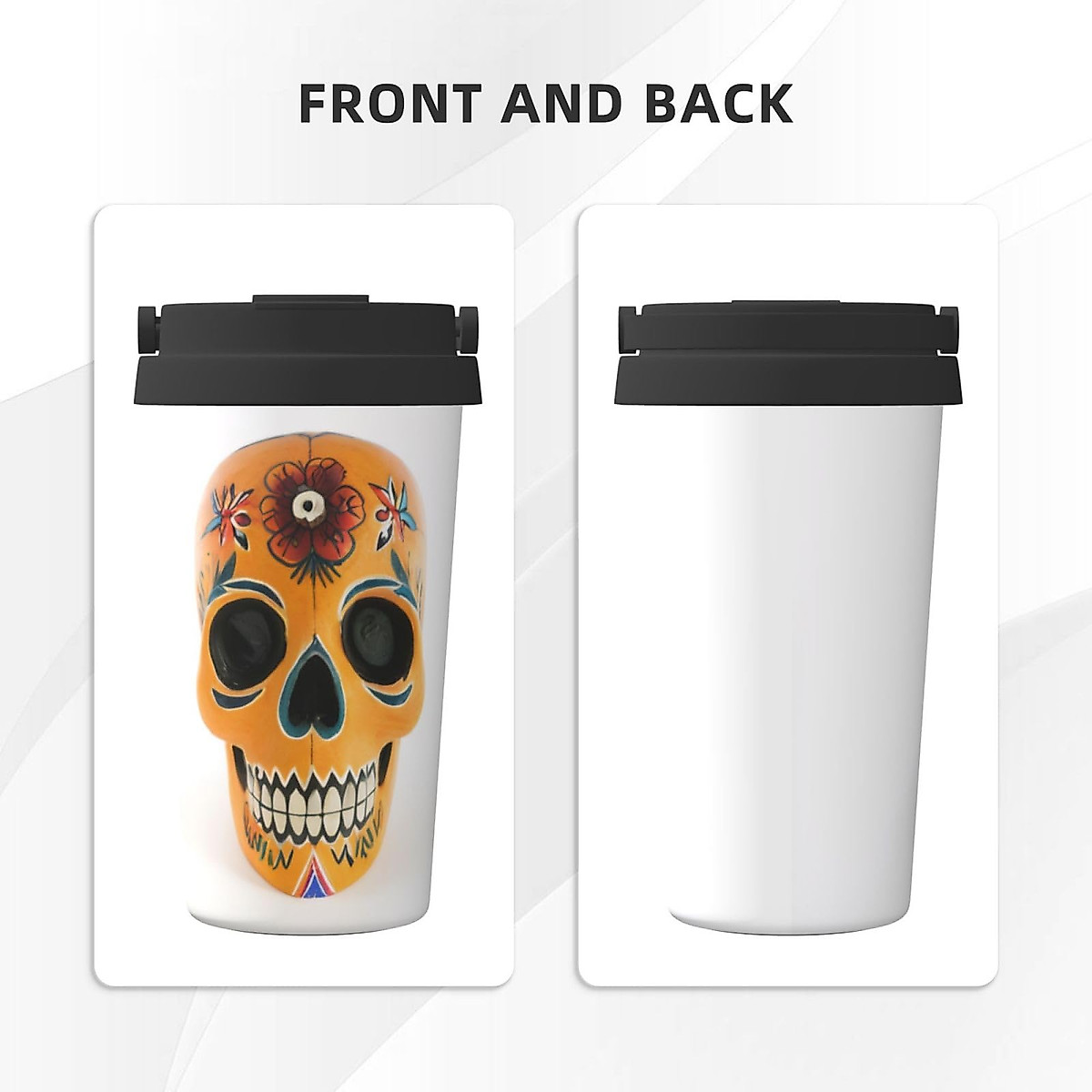 Insulated Coffee Mug Skull 17oz Double Wall Vacuum Stainless Steel Tumbler With Leak-Proof Lid And Handle, Cute Travel Thermos Mug For Cold Hot Drinks