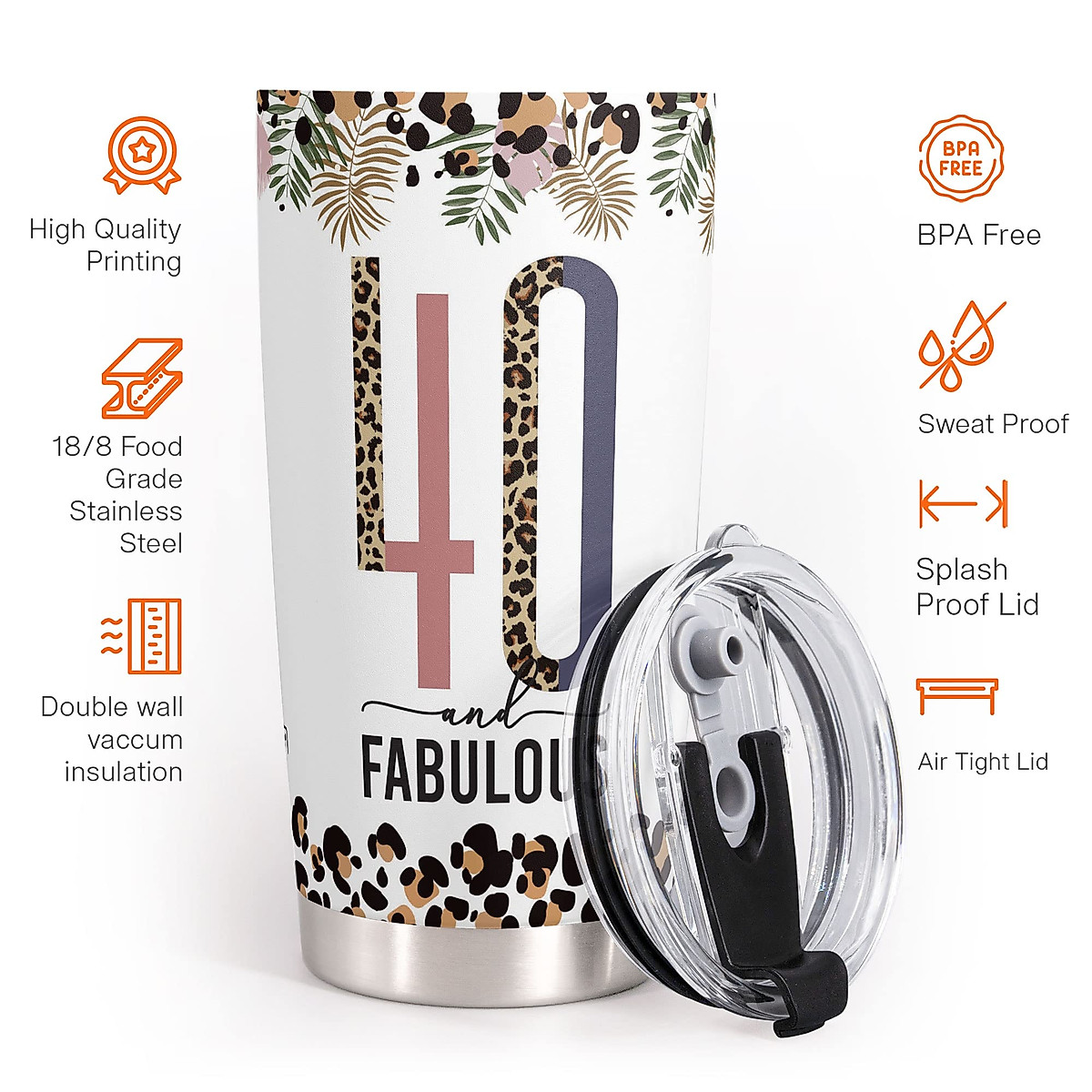 Macorner 40th Birthday Gifts for Women - 40 & Fabulous Tumbler 20oz - 40 Years Old Birthday Gifts Idea for Women - Gifts for Women Besties Friends Sister Coworker Mom Wife Her Turning 40