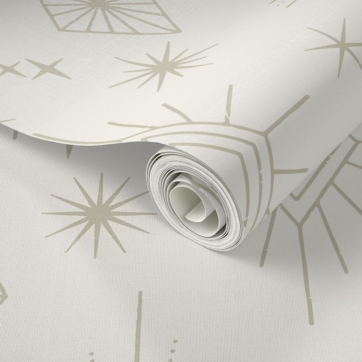 Peel & Stick Wallpaper Swatch - Beige Star Space Retro Neutral 60'S Whimsical Whimsy Magic Celestial Magical Boho Custom Removable Wallpaper by Spoonflower