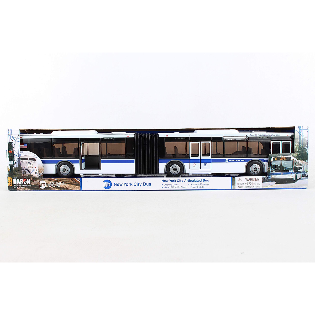 Daron MTA New York City Bus 16" Articulated Bus RT8571 Toy, Brown & RT8563 New York City MTA Metro Articulated Electric Bus 1:43 Scale- 16 Inches Long