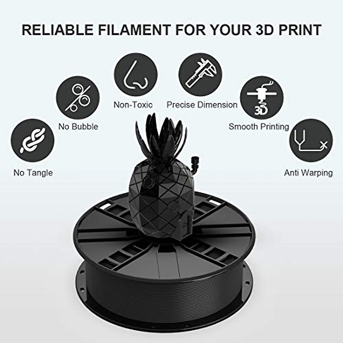 NOVAMAKER PLA 3D Printer Filament, Black PLA Filament 1.75m, PLA 1kg Spool(2.2lbs), Dimensional Accuracy +/- 0.03mm
