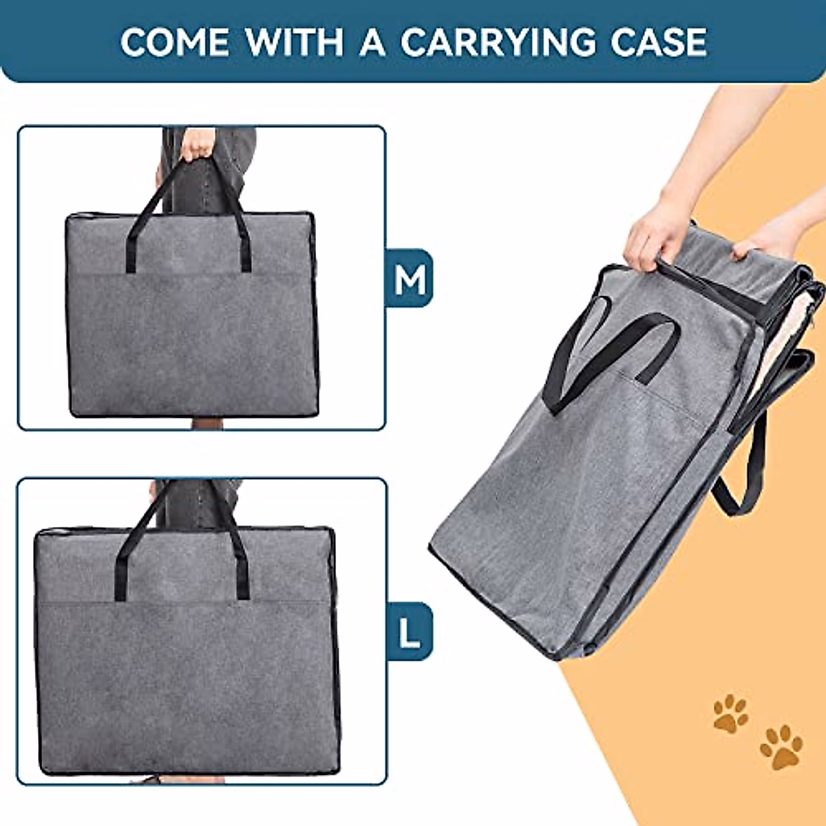 Petsfit Sturdy Wire Frame Soft Dog Crate, Collapsible for Travel (L: 31" x 21" x 26", Light Grey A)