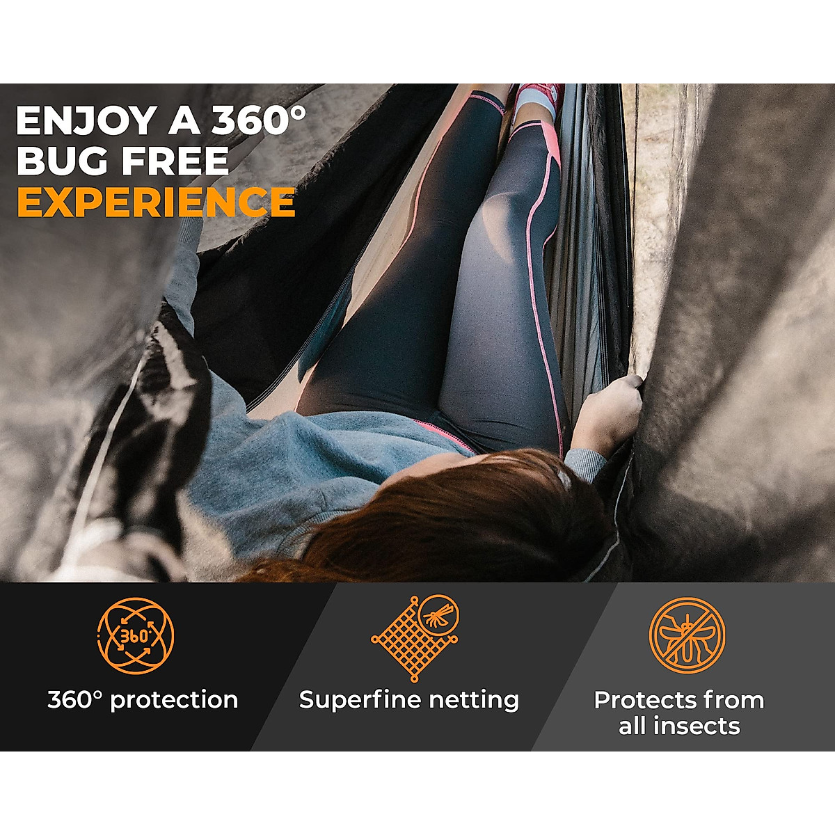 Foxelli XL Hammock Net – 12ft Net for Hammocks, Lightweight Portable Hammock Netting, Fast and Easy Set Up, Fits All Camping Hammocks