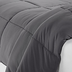 SERTA Simply Clean Ultra Soft Hypoallergenic Solid 3 Piece Comforter Set, King, Grey