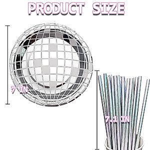EaciTown 24 Pcs Disco Plates Disco Ball Paper Plates 70s Disco Party Favors Bachelorette Party Decor 7" (Mirror Surface)
