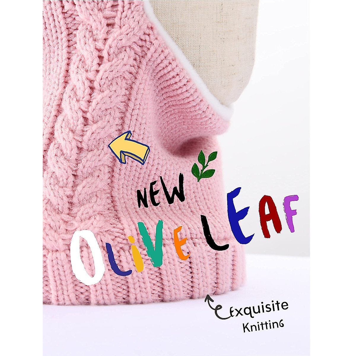 Camptrace Baby Toddler Winter Hat Scarf Set Pom Girls Boys Kids with Fleece Lined Beanie Snow Hat Hood