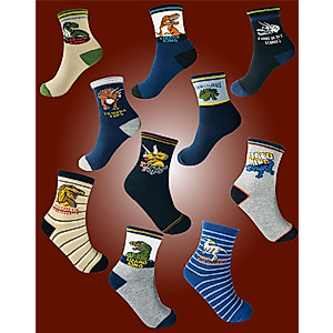 Tiny Captain Boys Dinosaur Socks 4-7 Year Old Age 4,5,6 Gift Set Crew Style (10 Pairs)