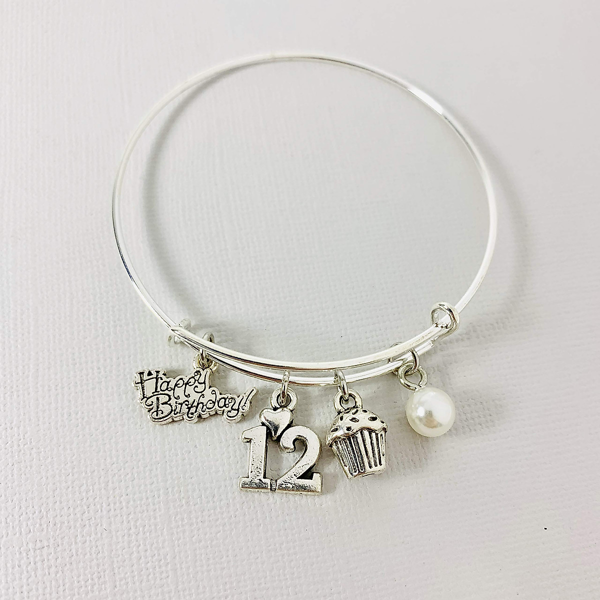 Cupcake 12th Birthday Charm Bracelet Jewelry Gift for 12 Year Old Girl