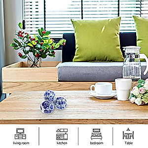 SEWACC Ceramics Balls Set of 3pcs Porcelain Orbs Random Style Chinese Style Decorative Balls Pretty Floating Balls Unique Home Decor for Bowl, Vase, Basket, Dish, Fish Tank ( Blue )