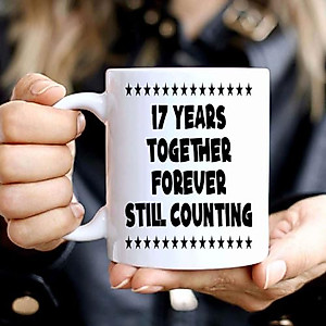 17 Years Together Forever Gifts - Gift for Couples on Grey Multicolor Unisex Sweat and 11 Oz White Ceramic Coffee Mug