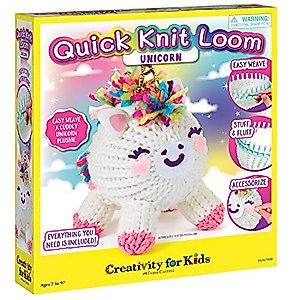 Creativity for Kids Quick Knit Loom Unicorn Plushie - Knitting Craft Kit for Kids - Create a DIY Unicorn Plush Toy