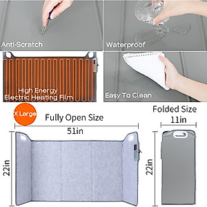 Portable Space Heater for Office and Home, Foldable, Quiet Floor Foot Warmer Under Desk for Leg and Feet, Personal Electric Panel Space Heater with Thermostat and Timer, with Auto Shut Off