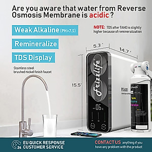 Frizzlife RO Reverse Osmosis Water Filtration System - 600 GPD High Flow, Tankless, Reduce TDS, Compact, Alkaline Mineral PH, 1.5:1 Drain Ratio, USA Tech Support, PD600-TAM3