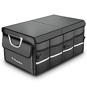K KNODEL Car Trunk Organizer, Trunk Organizer With Lid, Heavy Duty Collapsible Trunk Storage Organizer for SUV, Truck, Car Cargo Trunk Organizer with Lid (Medium, Gray)