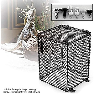 Reptile Anti Scald Burn Protective Lampshades Day Night Ceramic Light Bulb Enclosure Cage Protector for Feeding Box in Case Scald(Cubiod Shape)