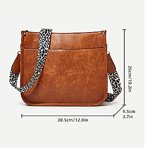 FjcCfrFw Purses for Women Crossbody Bag,Leather Cross body Hobo Purse,Guitar Leopard Strap Handbag