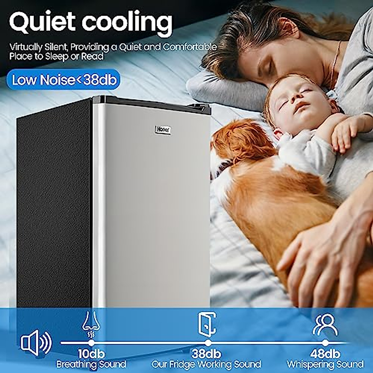 WANAI Mini Fridge With Freezer 3.2 Cu.Ft Single Door Small Refrigerator Energy-efficient, Low Noise, Mini Fridge For Bedroom Dorm and Office, Silver