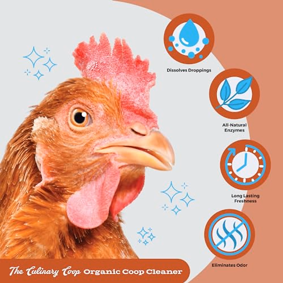 Fluker's Culinary Coop Organic Cleaner with Brush for Chicken Coops, Specially Formulated with Deodorizer and Odor Eliminator, 16 oz