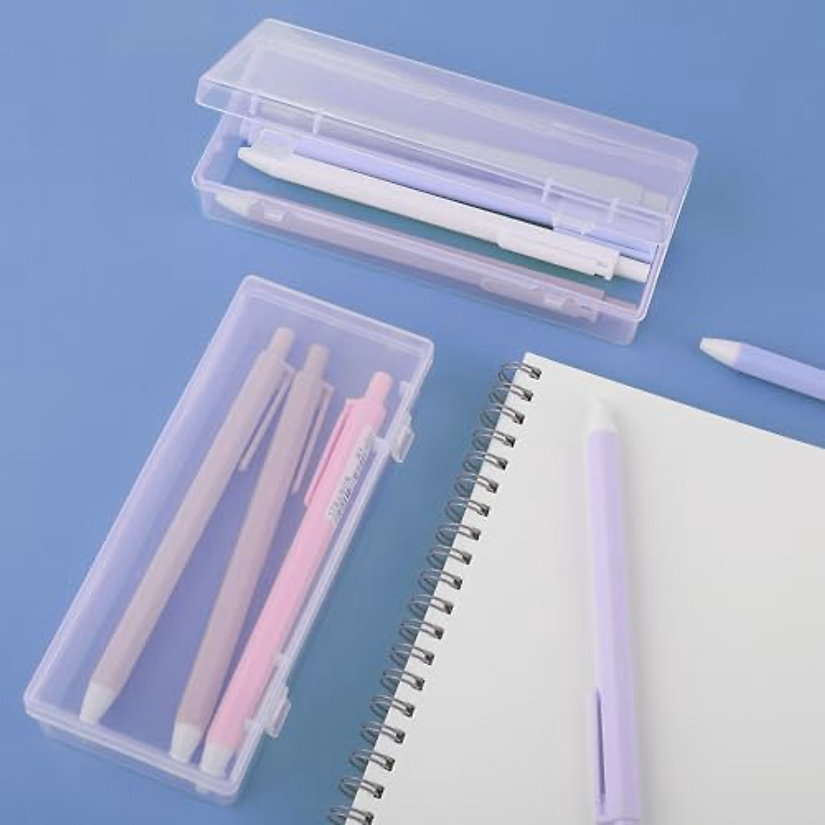 Dimeho 6 Inch Plastic Storage Boxes, 3 Pcs Rectangular Small Storage Containers with Hinged Lids Clear Storage Organizer Box for Small Items Art Craft Jewelry Accessories, 6.1 × 2.5 × 1.2 inches