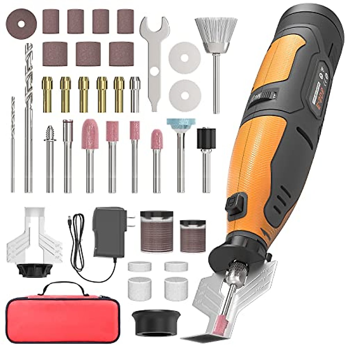 E-SDS Electric Chainsaw Sharpener Kit, Cordless Chain Saw Sharpener Tool 12V Battery Powered with High Speed Diamond Sharpening Wheels Accessories