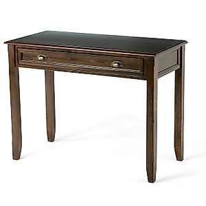 SIMPLIHOME Burlington SOLID WOOD 42 inch Wide Home Office Desk, Writing Table, Workstation, Study Table Furniture in Mahogany Brown with 1 Drawer