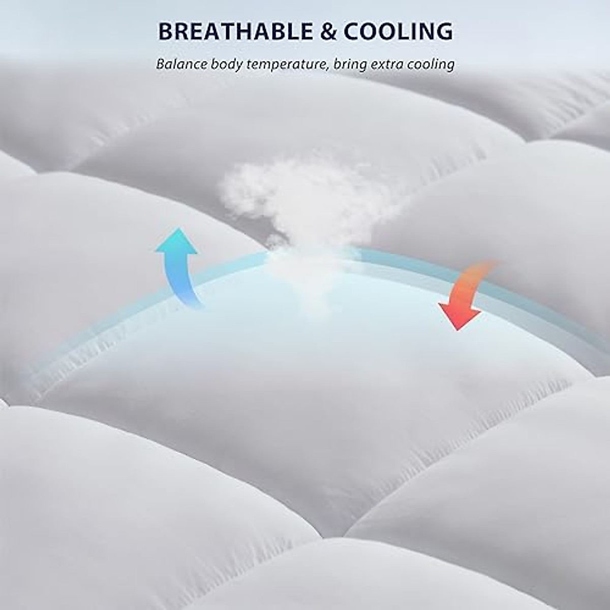 Homemate Mattress Pad Topper Queen - Cooling Pillow Top Quilted Fitted Mattress Pad Cover for Hot Sleepers - Mattress Pad Cover Plush Bed Topper Down Alternative Ultra Soft Mattress Protector for Back