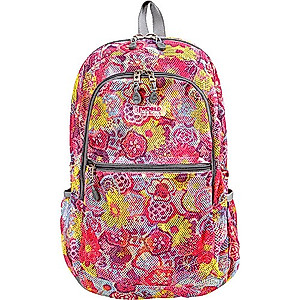 J World New York Mesh Backpack for Adults. Transparent See-Through Book-Bag for School, Beach, Swim, Gym, Black, One Size