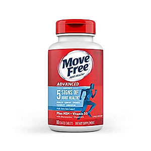 Glucosamine Chondroitin MSM & Vitamin D3 Joint Health Supplement, Move Free Advanced Joint Support Tablets For Men & Women (80cnt box), With Vitamin D3 To Support Bone & Immune Health