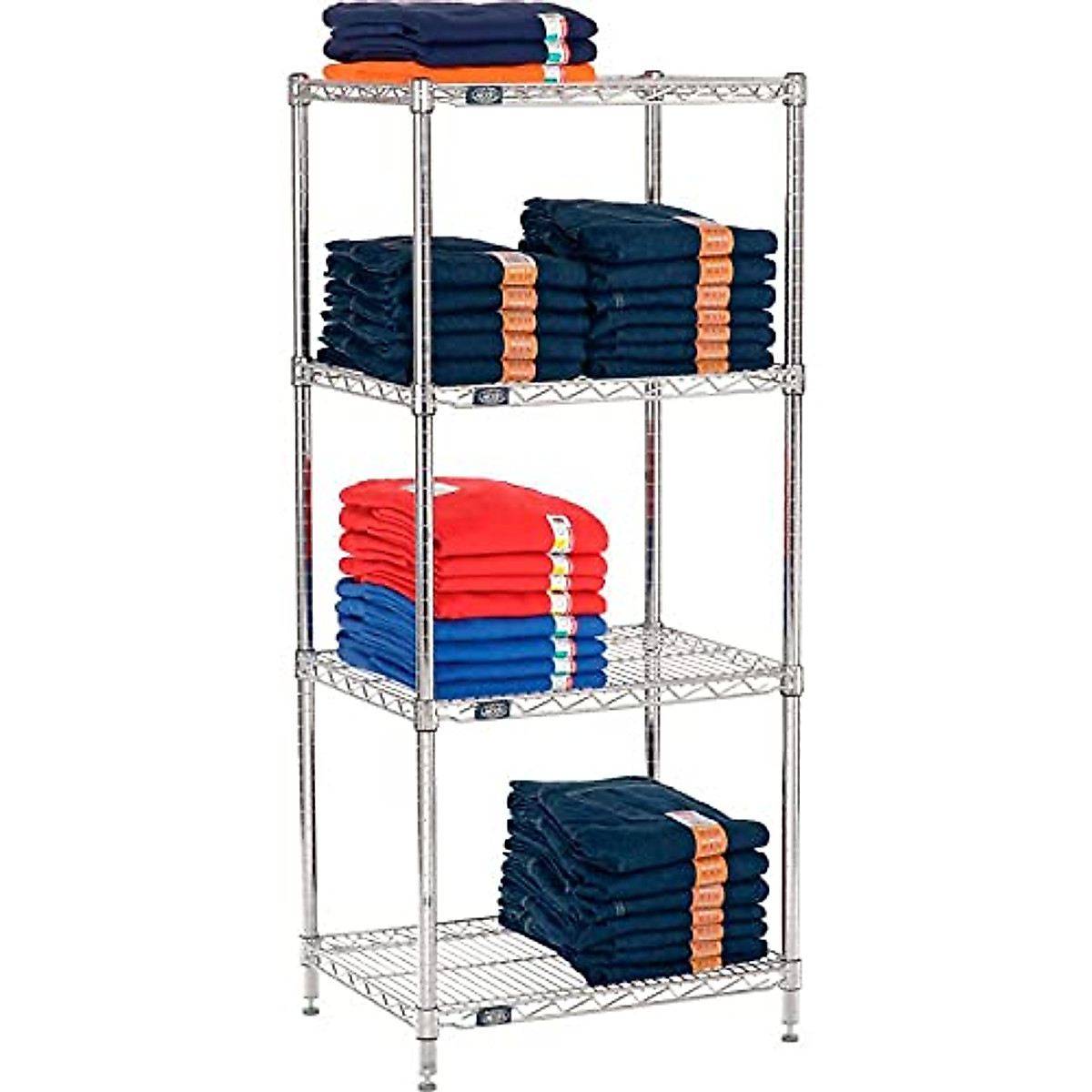 Nexel 18" x 24" x 63", 4 Tier Adjustable Wire Shelving Unit, NSF Listed Commercial Storage Rack, Chrome Finish, leveling feet