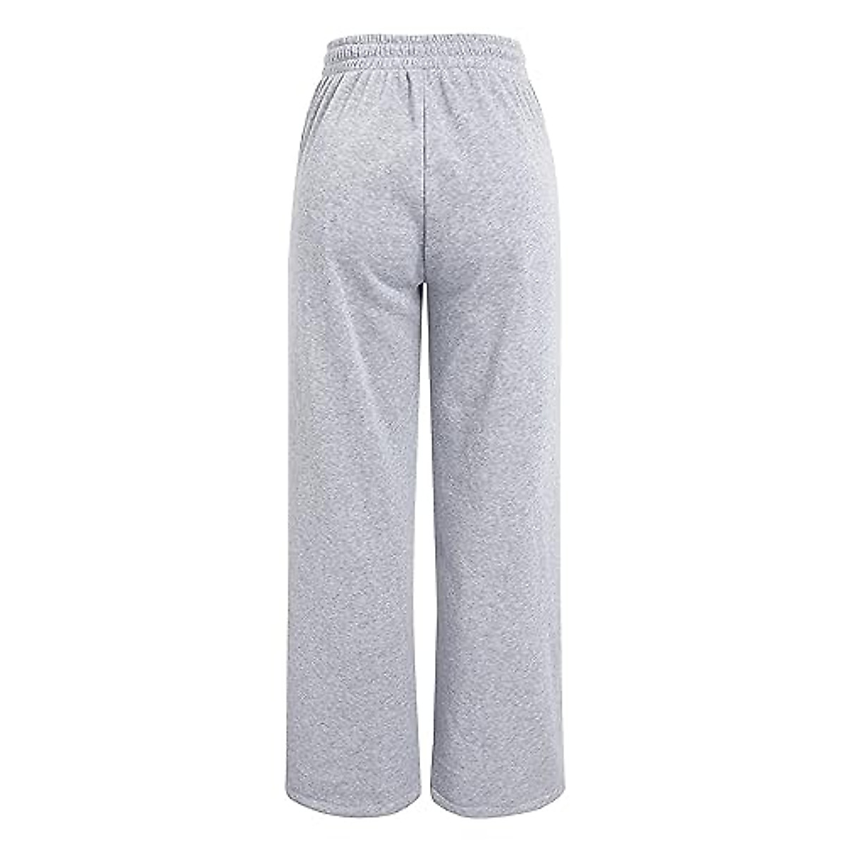 Lounge Pants Women Drawstring Straight Wide Leg Baggy Fall Sweatpants Elastic Waist Comfort Solid Color Trousers with Pocket Beach Pants for Women (Grey,XL)