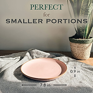 Mora Ceramic Plates Set, 7.8 in - Set of 6 - The Dessert, Salad, Appetizer, Small Dinner etc Plate. Microwave, Oven, and Dishwasher Safe, Scratch Resistant. Kitchen Porcelain Dish - Assorted Colors