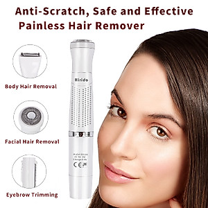 Electric Eyebrow Trimmer, Finishing Touch Flawless Facial Hair Remover Device for Women, 3 in 1 Rechargeable Body Hair Removal Kit, Painless and Flawless Facial Hair Groomer for Lady Face Body, White