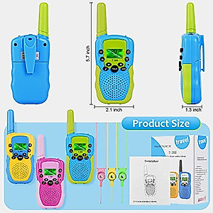 WPQOZZLP Walkie Talkies for Kids，5KMS Long Range Walkie Toy 22 Channels 2 Way Radio Toy with Backlit LCD Flashlight, Gifts Toys for 3-12 Year Old Boys Girls（3 Pack）