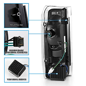 AmeriLite Truck 3D C-Type Halogen, Led, Tube Replacement Tail Light Set For 1989-1996 Ford F150 Bronco F250 F350- Passenger and Driver Side, Vehicle Light Assembly, Black