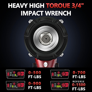 Srhvfuyr Cordless Impact Wrench 3/4 inch for Milwaukee 18V Battery, 1500FT-LBS(2000N.m) High Torque Brushless Electric Impac Gun, With 3 Speed Modes Power Impact Driver(No Battery)