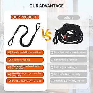 Bungee Dock Lines - Boat Accessories - 4 Feet Bungee Shock Cords Bungee Docking Rope Mooring Rope for Boat,PWC,Jet ski,Pontoon,Kayak,Canoe,Power Boat,Watercraft (4 Packs)
