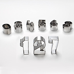 SurgeHai Mini Number Cookie Cutters –1.7" Stainless Steel Cake Decorating Small Number Cutters with Cut-Outs, 9-Piece Set