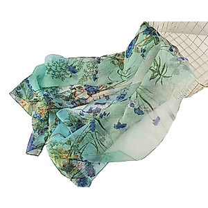 Pokeedioty Scarfs for Women Lightweight Scarves Elegant Floral Pattern Sheer Scarfs Shawls Wraps (YH-120)