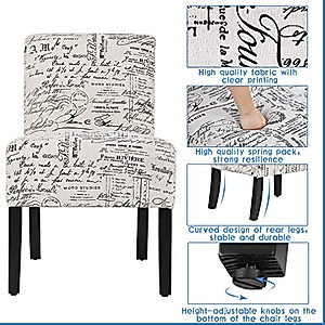 Accent Chair Dining Chairs Armless Chair for Living Room Armless Chair Modern Accent Chair Elegant Design Modern Fabric Living Room Chairs Set of 2 with Solid Wood Legs Home Furniture,White