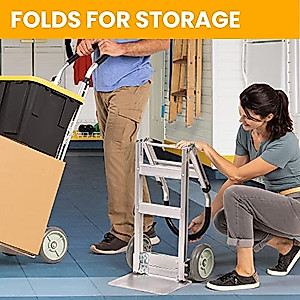 HaulPro Fully Assembled Foldable Hand Truck with 8" Mold-On Rubber Wheels – Horizontal Loop Handle. 500 Lb. Capacity Dolly for Travel, Moving and Office Use | 14 X 7.5 Extruded Aluminum Nose Plate