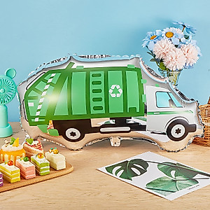 12 Pcs Garbage Truck Balloon Garbage Truck Birthday Party Decoration Trash Truck Balloon Truck Foil Balloon Garbage Truck Party Favor Green Truck Garbage Balloon for Garbage Truck Party Supplies