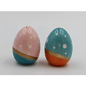 Fine Ceramic Easter Egg Salt & Pepper Shakers Set, 2-3/4" H