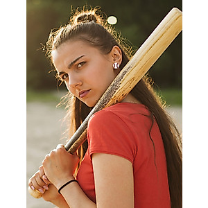 4 Pairs Baseball Earrings for Women Cute Football Earrings Wooden Baseball Stud Earrings Jewelry Fashion Ball Earrings for Womens（Set A）