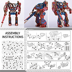 3D Wooden Puzzle DIY Robot Mechanical Armor Model Wood Craft Kit Laser-Cut Kits Engineering Gears Set Assembly