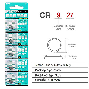Cotchear 5pcs/Pack CR927 Coin Battery 3V Lithium Cell Button Battery ECR927 5011LC DL927 BR927 KCR927 LM927 CR927 Button Batteries for Watch Toy Remote