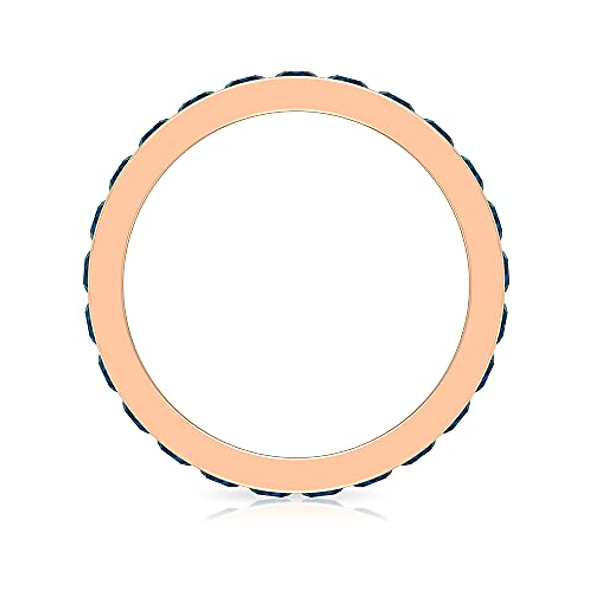 Certified London Blue Topaz Eternity Band, AAA Quality, Natural Blue Topaz Full Eternity Ring (With Jewelry Box), 14K Rose Gold, Size:US 5.50