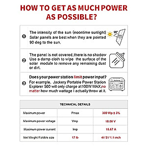 DOKIO 300W 18V Portable Solar Panel Kit Folding Solar Charger with 2 USB Outputs for 12v Batteries/Power Station AGM LiFePo4 RV Camping Trailer Car Marine