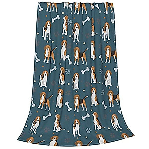 Cute Beagle Blanket Cozy Soft Throw Blanket for Couch Sofa Bedding Living Room, Warm Plush Flannel Blankets for Boys Girls Men Women 50"x40"