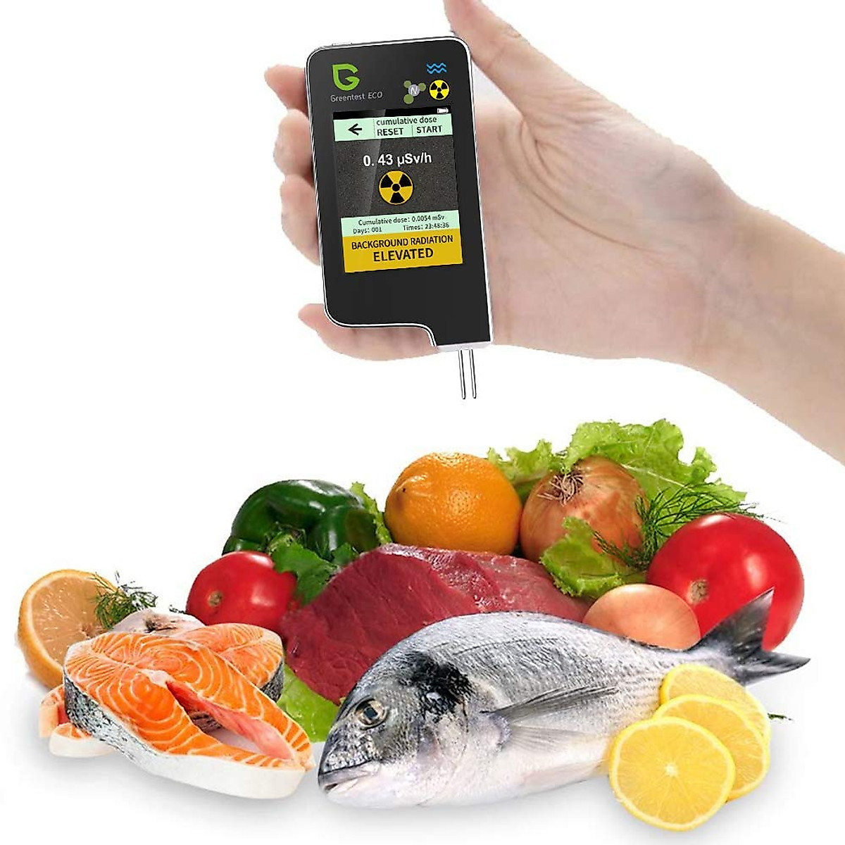 6 in 1 Greentest eco 5 Digital Food Nitrate Tester, High Accuracy Radiation Detector Geiger Counter Water Quality Meter TDS Hardness PPM Analyzer Dosimeter for Vegetable, Fruit, Meat, Fish, Water