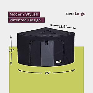 Foldable Clothes Storage Bag Organizer Corner Pop Up Bins Strong Handle Quality Fabric for Collapsible Closet Boxes 2 Pack (Large, Black)